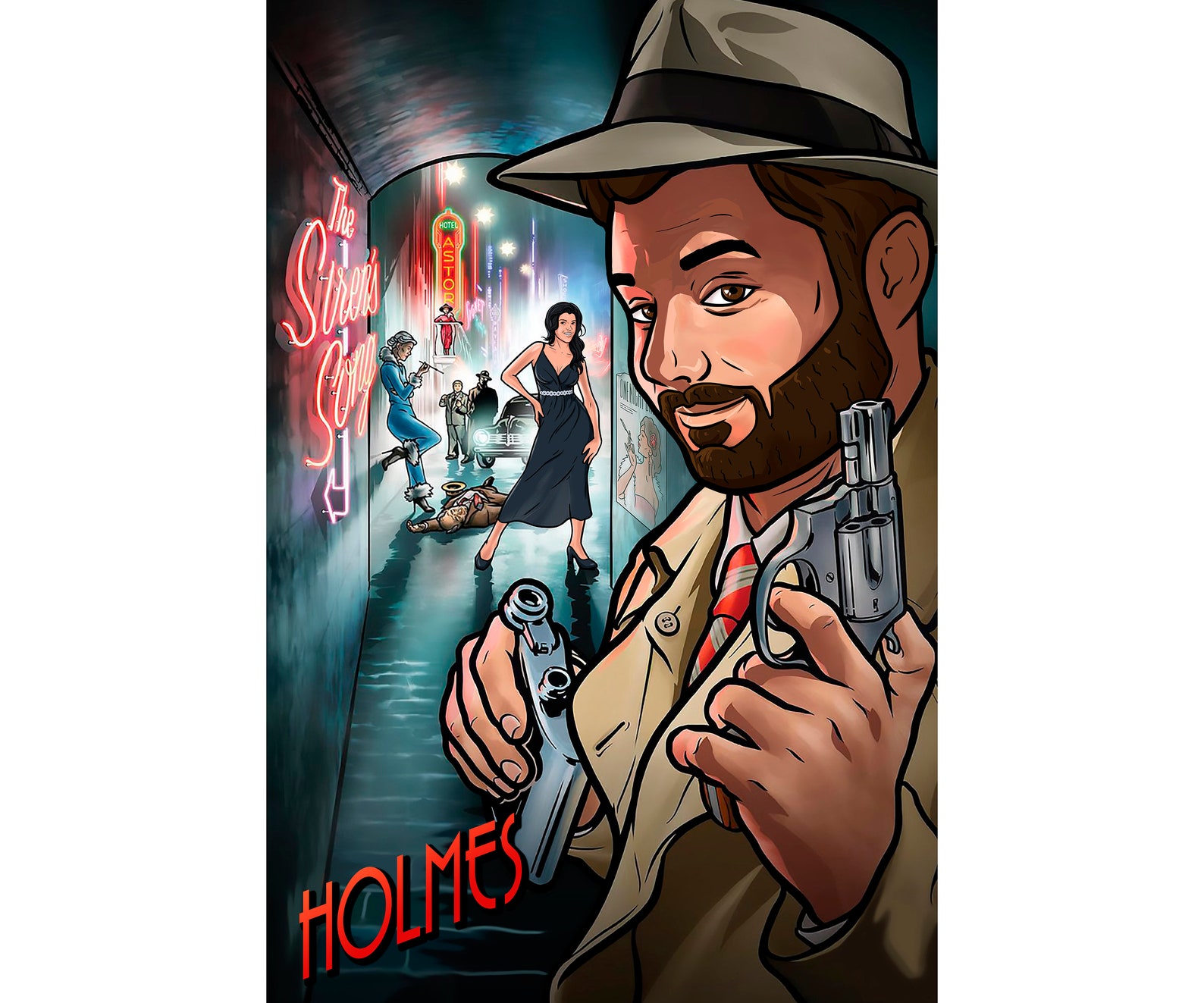 Spy With Gun Portrait Secret Agent Digital Illustration | Etsy