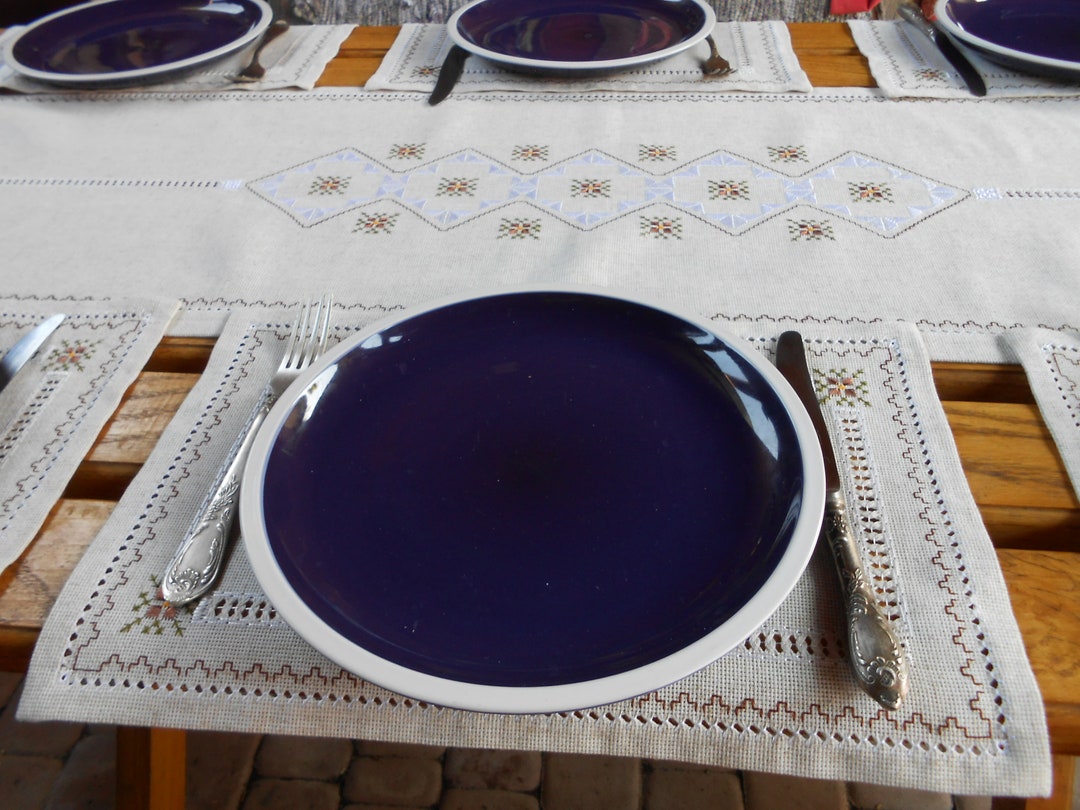 Linen Table Runner With 6 Matching Sets Napkins for Dining Table Decor ...