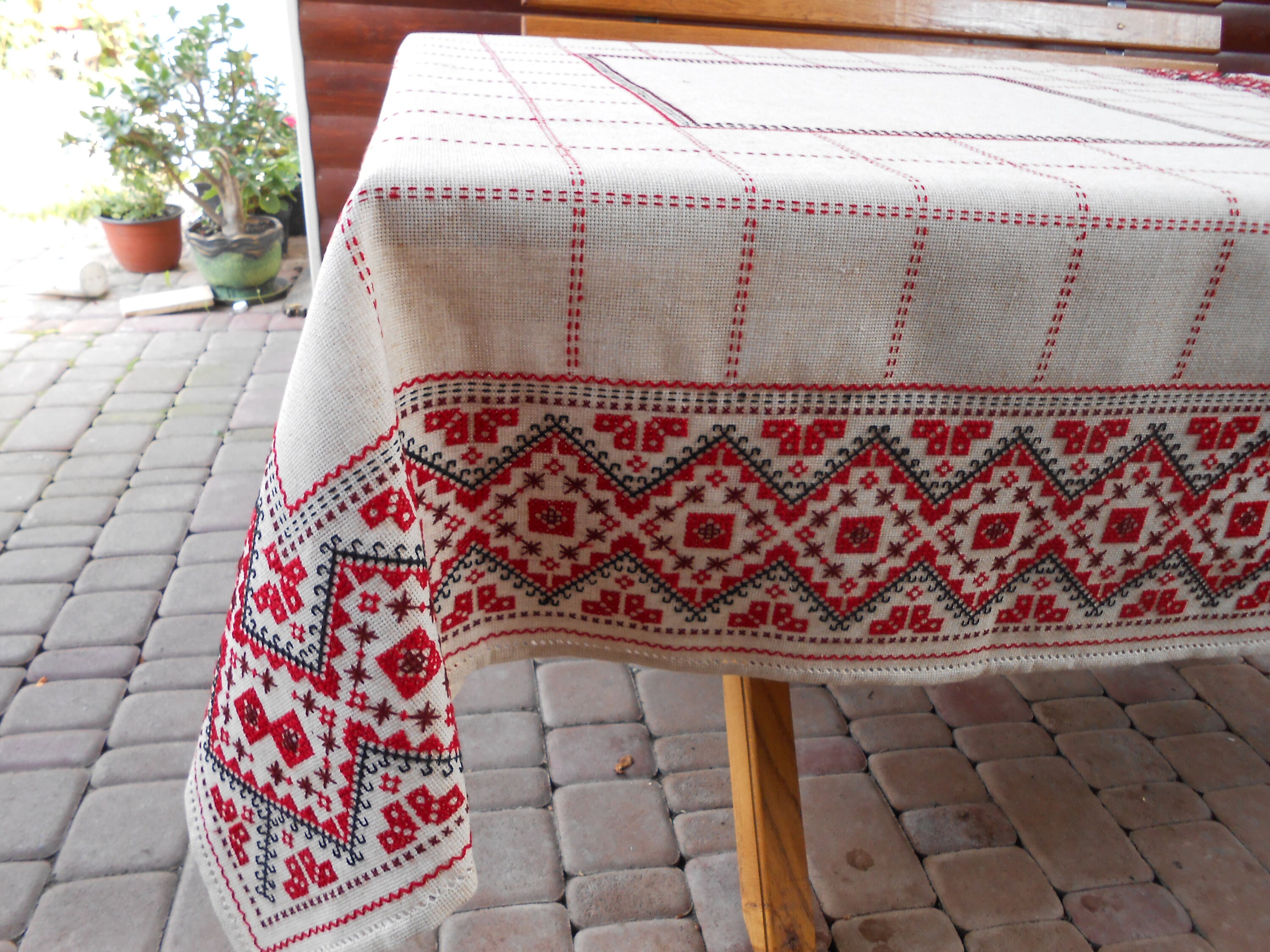 Linen Table Set Farmhouse Table Set Rustic Table Cloth Country Table ...