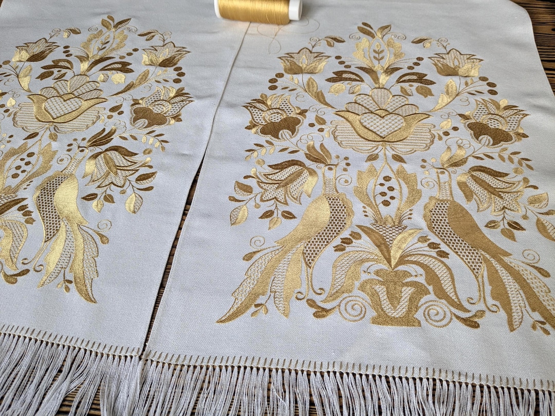 Golden Wedding Towel – Tree of Life Embroidery on Handwoven Fabric - Etsy