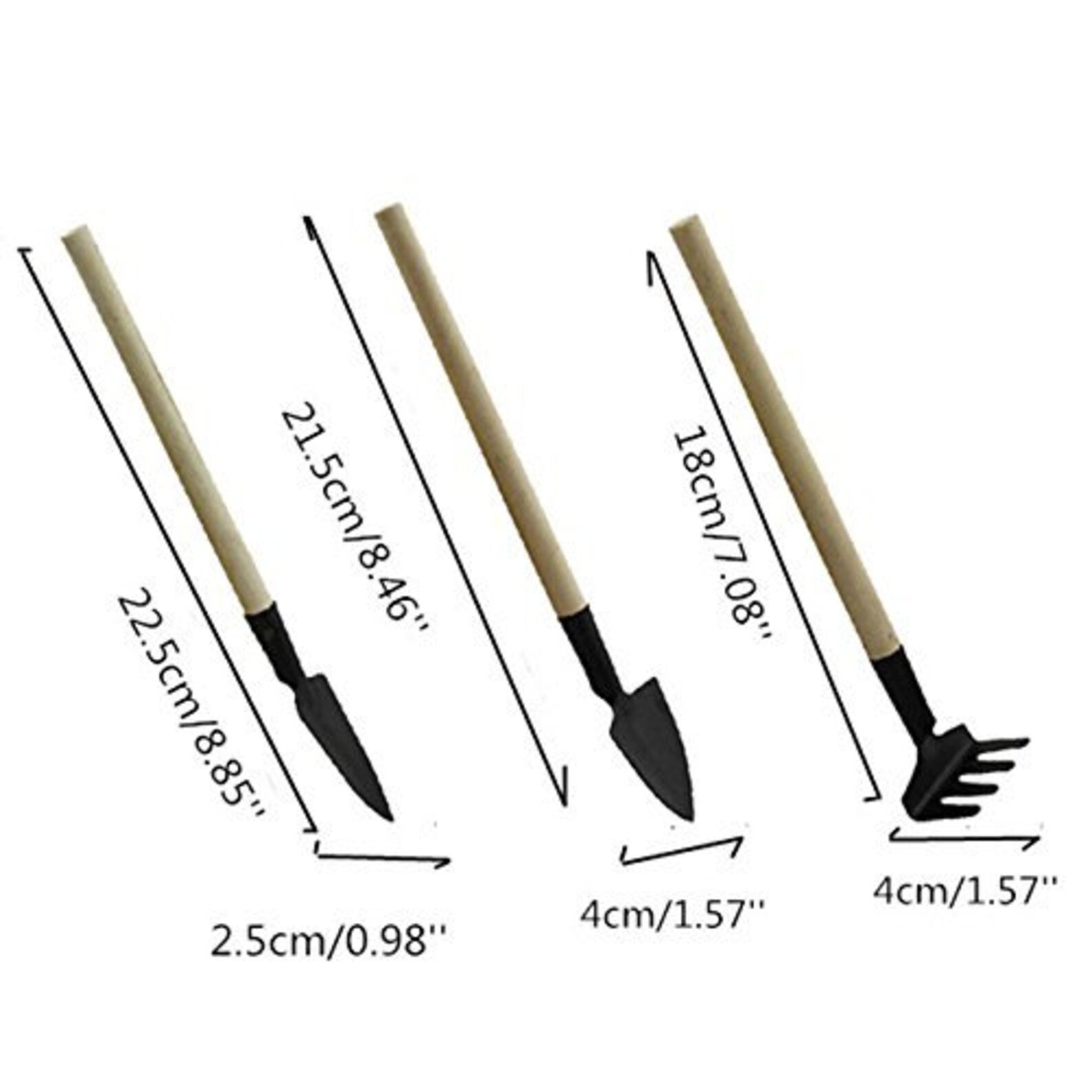 3pcs Mini Garden Hand Tool Kit Plant Gardening Shovel Spade Rake Trowel ...