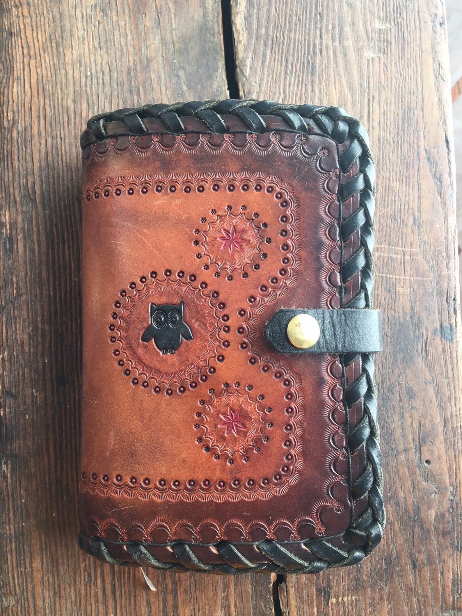 handmade-leather-book-cover-tooled-leather-book-cover-owl-owl-etsy