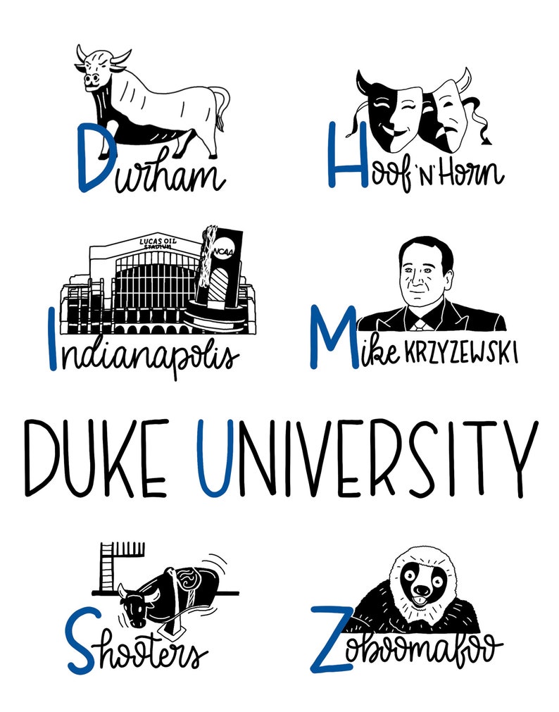 Duke University Alphabet Print (Instant Download) - Etsy