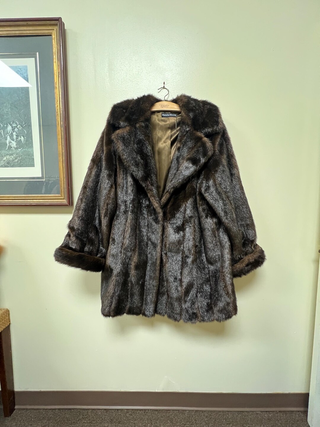 Vintage Pamela Faux Fur Coat, Deep Brown Fur Formal Coat, Tiger Mills ...