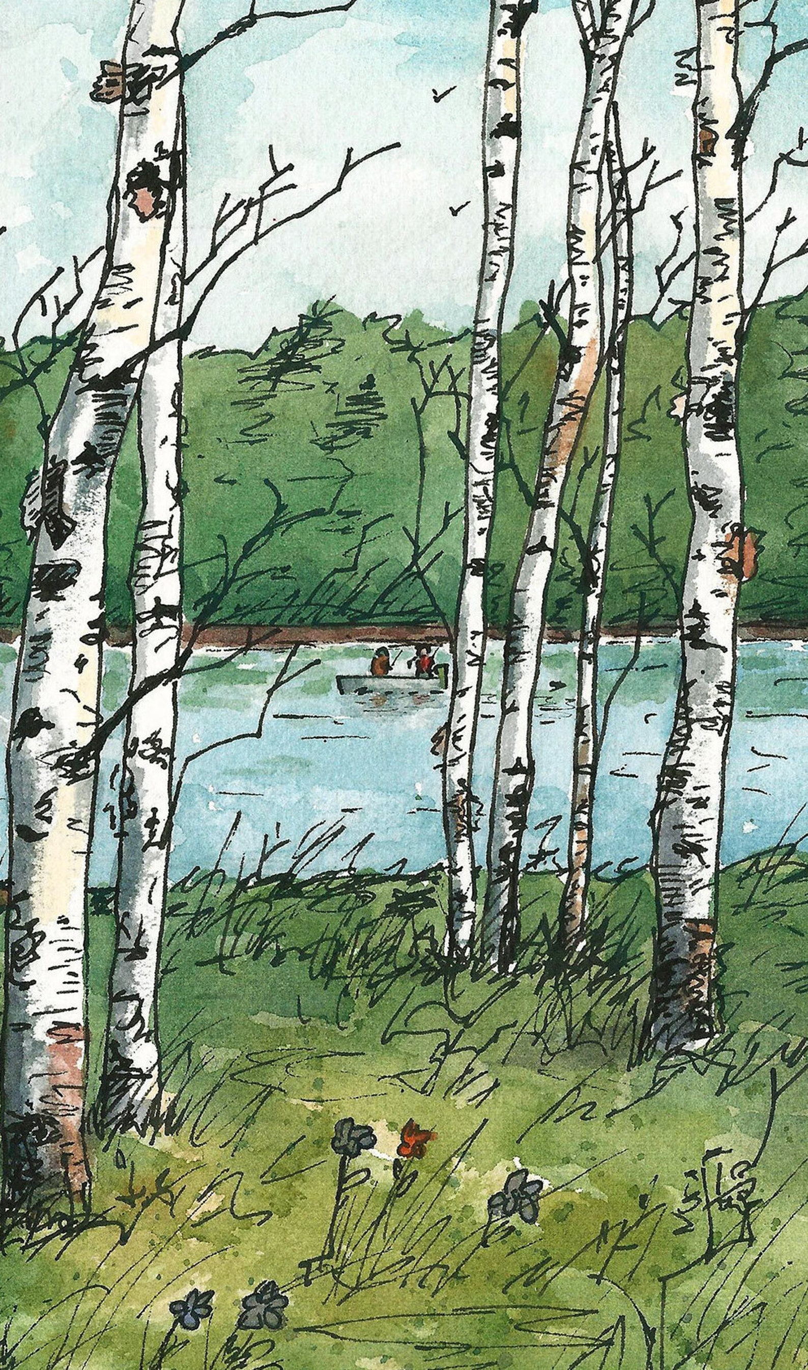 Birch Trees Watercolor Print Aspen Tree Art Print | Etsy