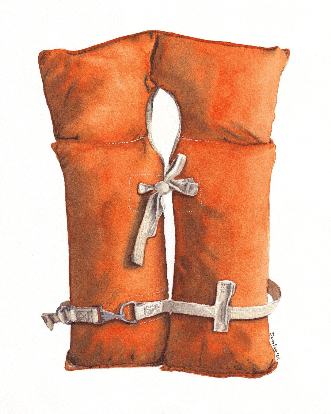 Life Jacket Watercolor Print - Etsy