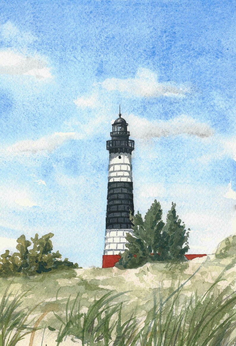 Big Sable Point Lighthouse Watercolor Print - Etsy