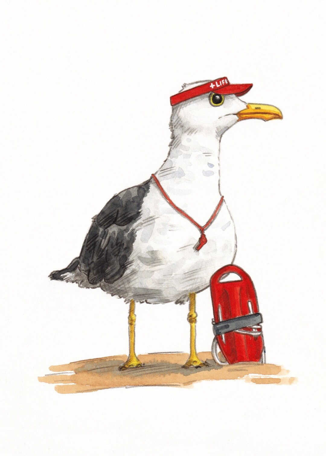 Shorebird - Lifeguard Art Print - Watercolor - Etsy