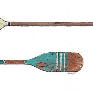 Lake Life: Vintage Paddles Watercolor Print - Etsy