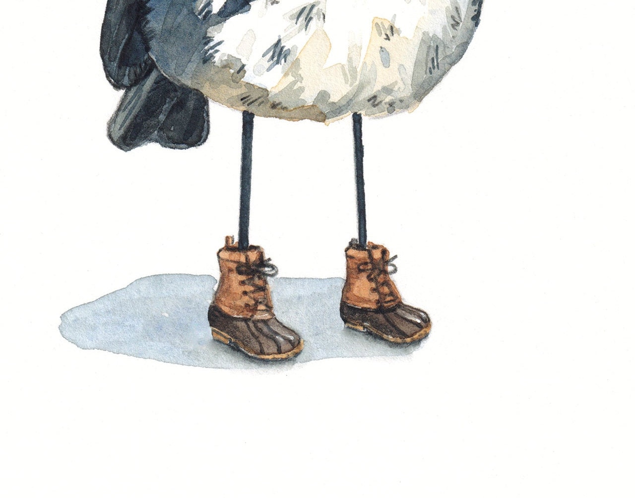 Bird in Duck Boots Watercolor Print - Etsy