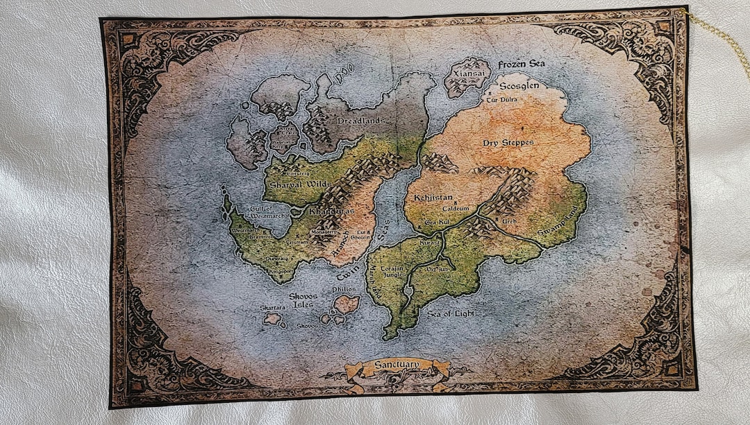 Diablo 4 Sanctuary Map Cloth Custom Made larger Scale - Etsy