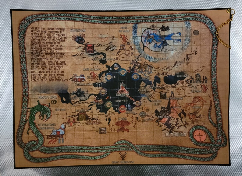 God of War Custom Made Cloth Map of Midgard - Etsy
