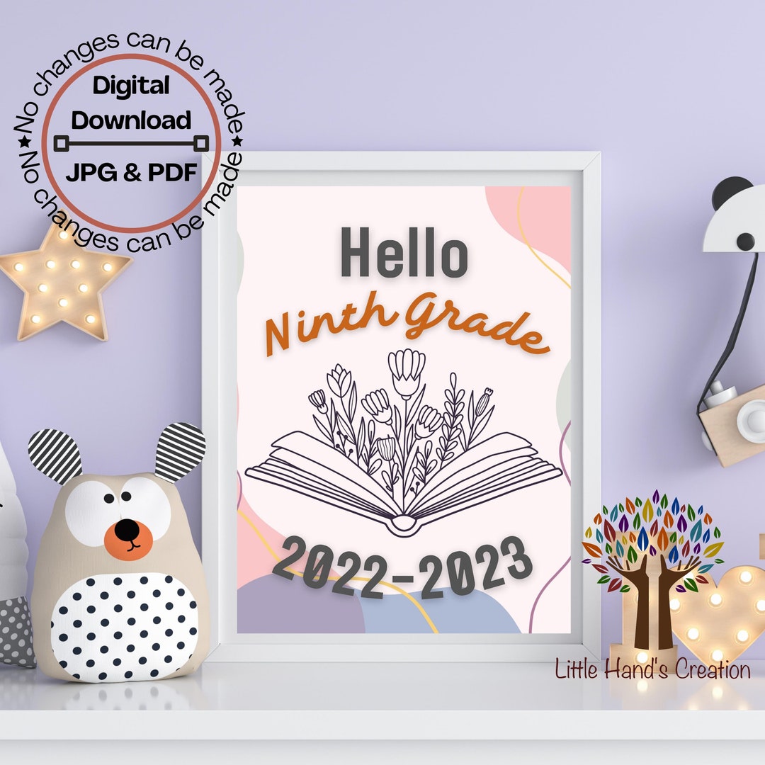 First Day of School Sign / First Day of Ninth Grade / Printable Hello ...