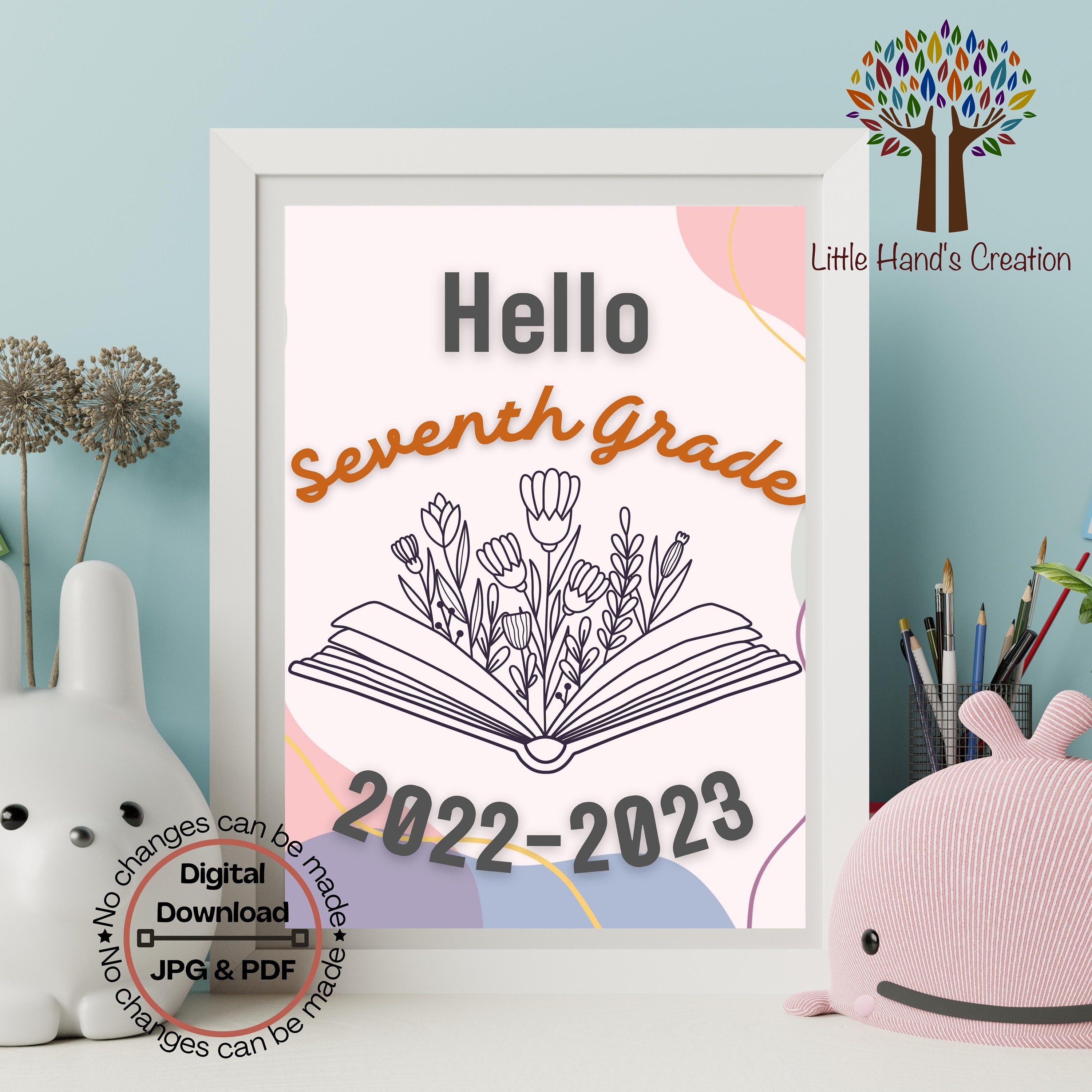 First Day of School Sign / First Day of Seventh Grade / Printable Hello ...