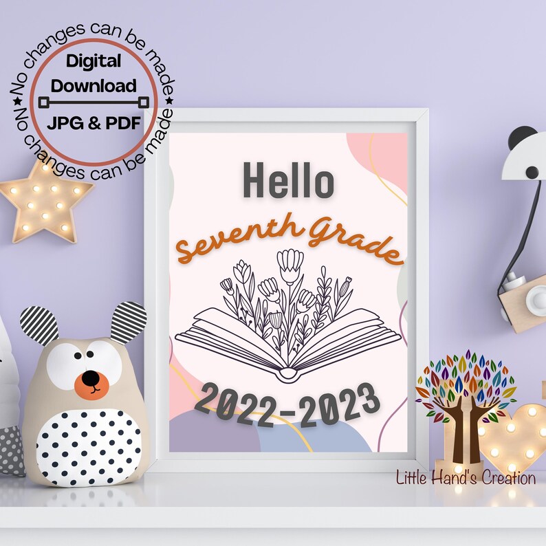 First Day of School Sign / First Day of Seventh Grade / Printable Hello ...