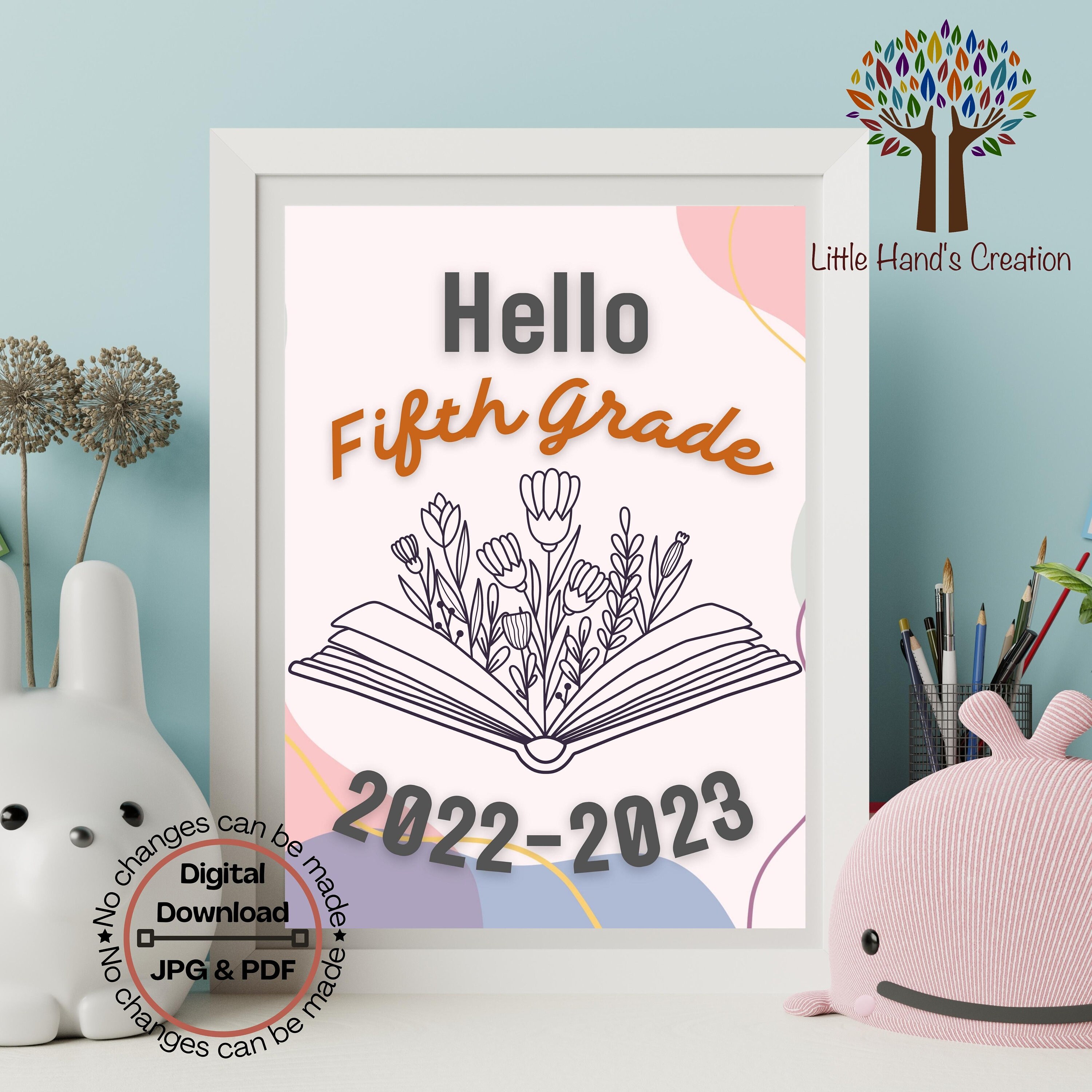 First Day of School Sign / First Day of Fifth Grade / Printable Hello ...
