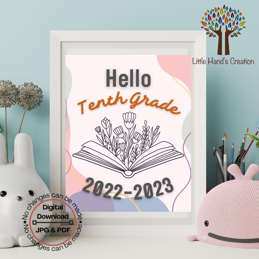 First Day of School Sign / First Day of Tenth Grade / Printable Hello ...