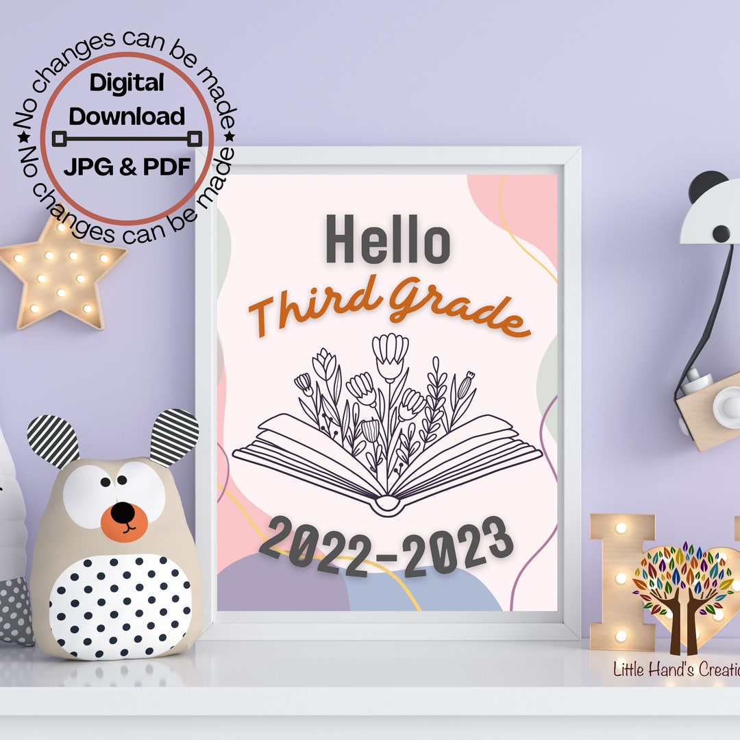 First Day of School Sign / First Day of Third Grade / Printable Hello ...