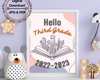 Printable First Day of Third Grade 2025 Sign Third Grade Sign Hello ...