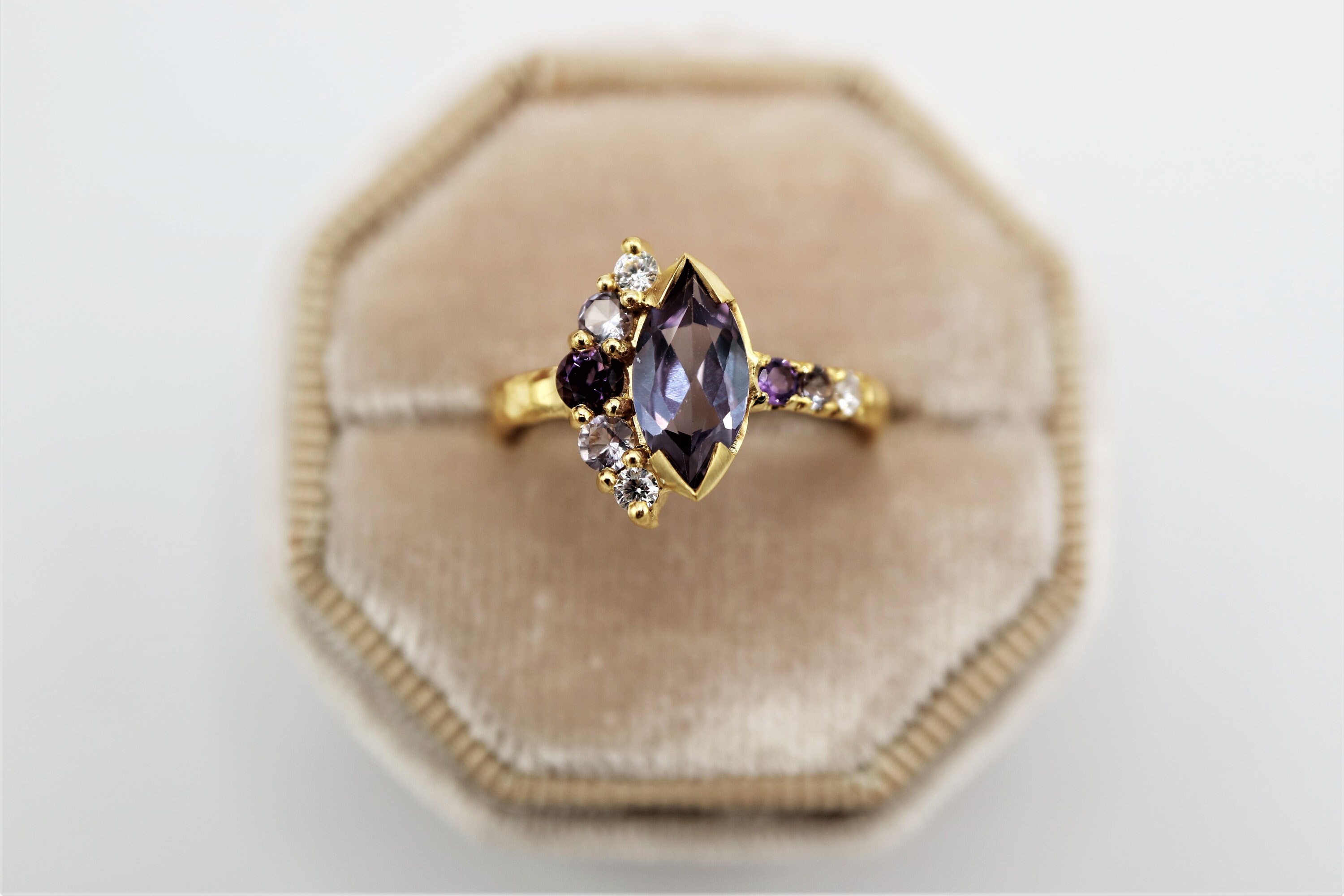 Marquise Cluster Engagement Ring, Color Changing Engagement Ring ...