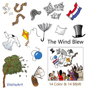The Wind Blew, Clip Art, Story Book Clip Art Digital Printable, Digital ...