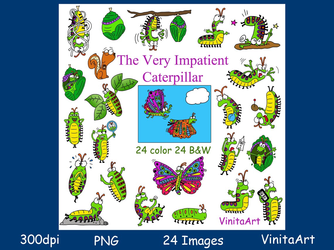 The Very Impatient Caterpillar Storybook Clip Art Digital - Etsy