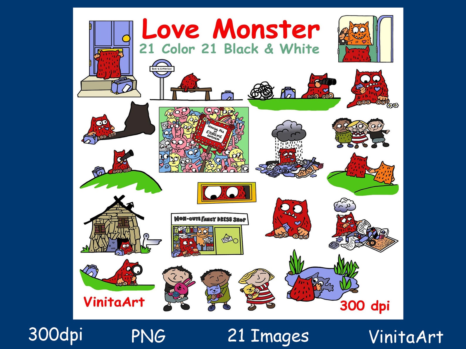 The Love Monster Story Book Clip Art Digital Printable | Etsy