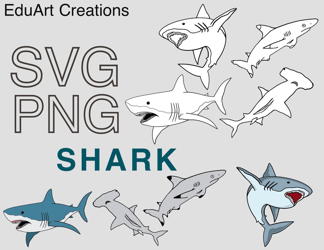 Tiburón SVG Tiburón Clipart, Tiburón png, Océano svg, Silueta de ...
