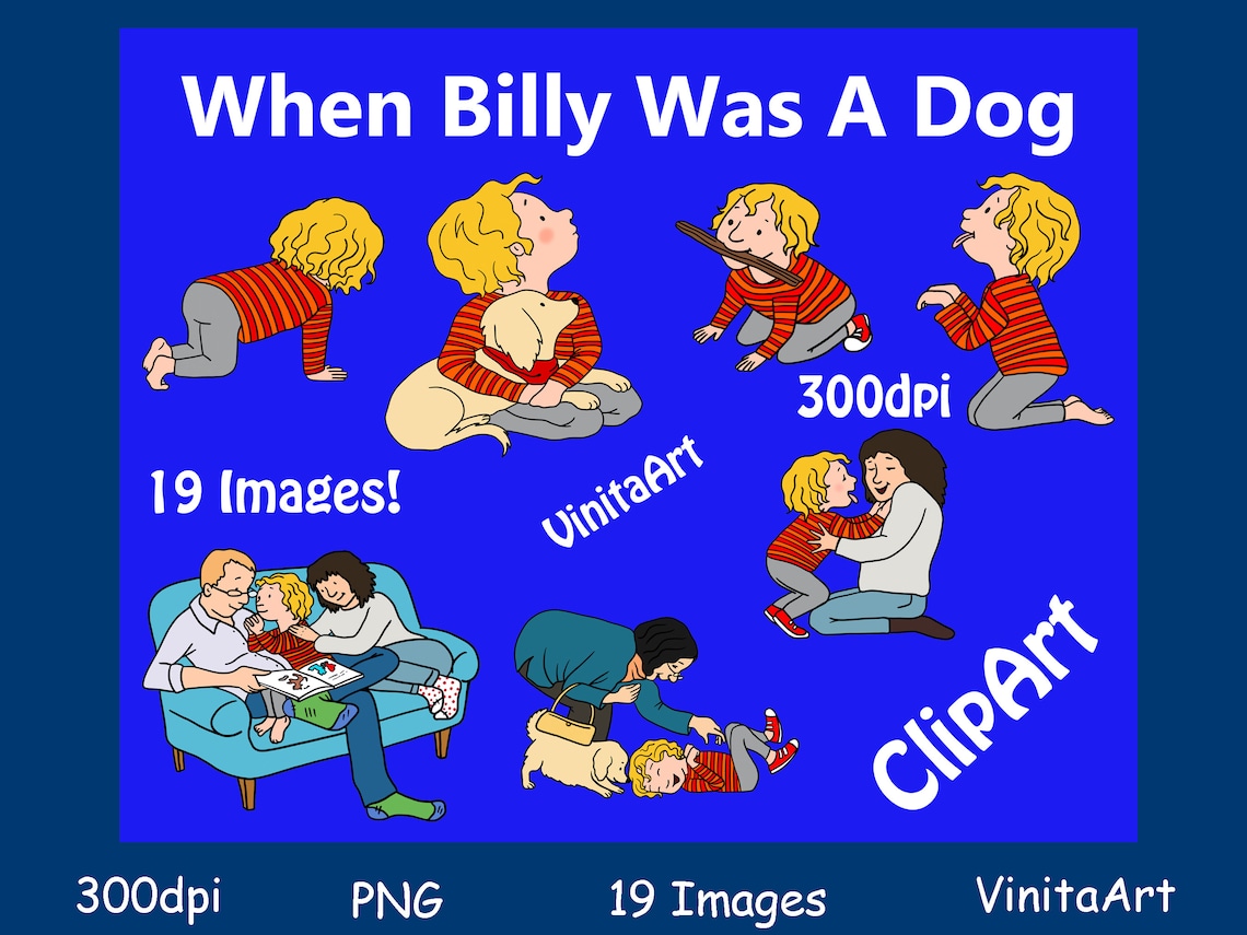When Billy Was A Dog Storybook Clipart Digital - Etsy