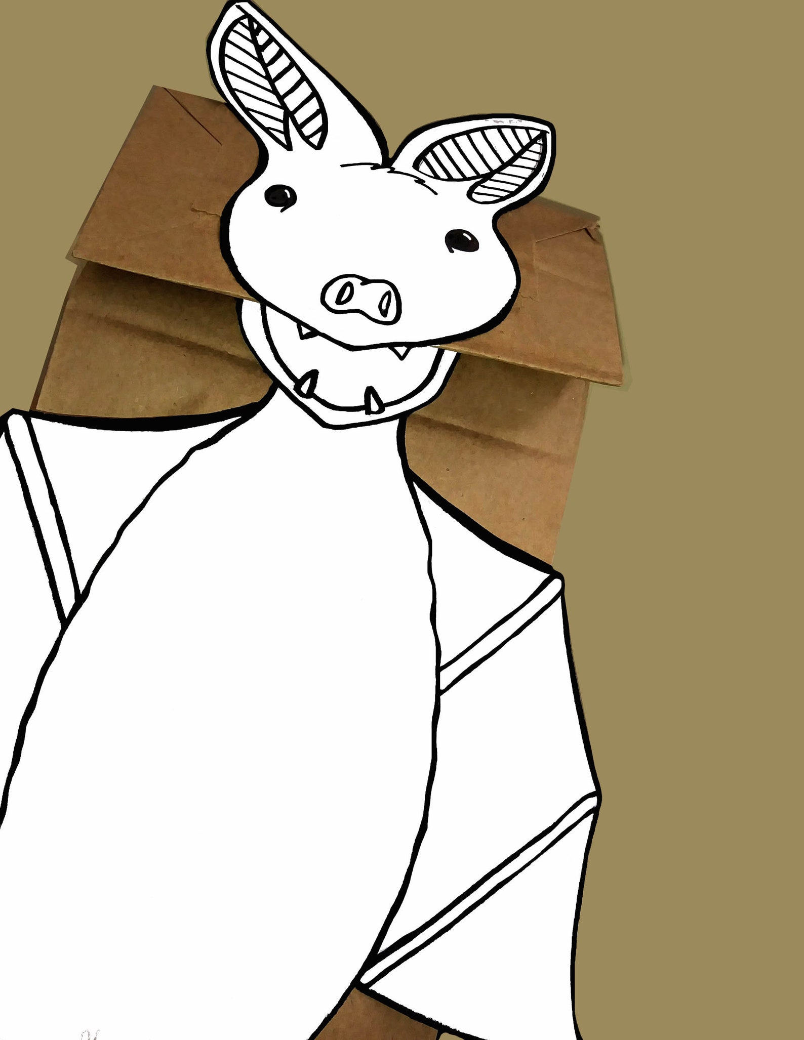 Printable Bat puppet paper bag puppet digital download | Etsy