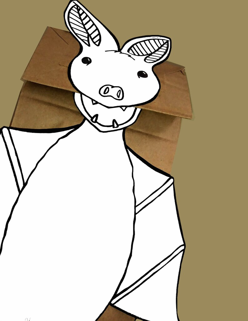 Printable Bat Puppet Paper Bag Puppet Digital Download - Etsy
