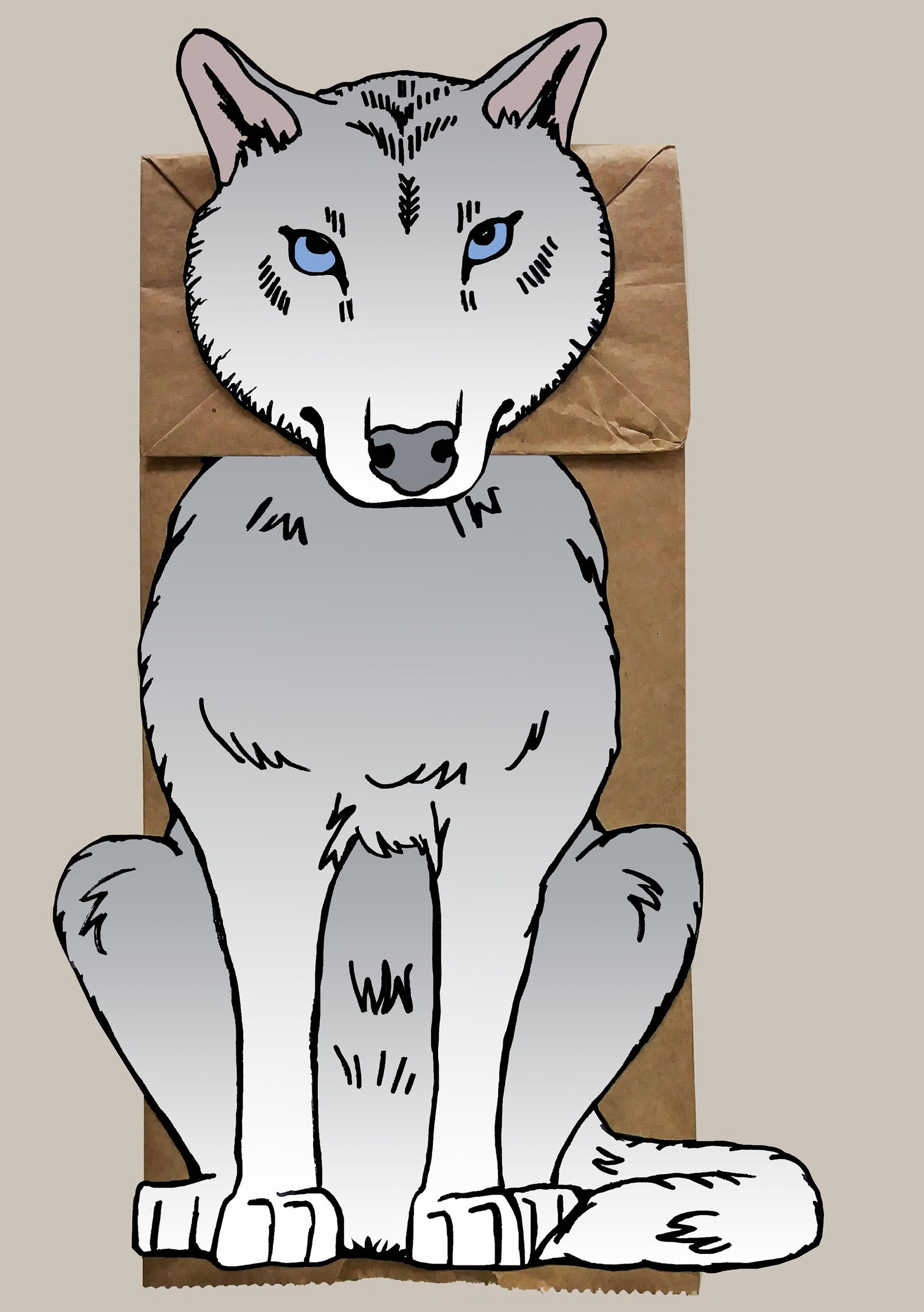 Wolf Paper Bag Puppet Puppet Template Wolf Paper Bag - Etsy Australia