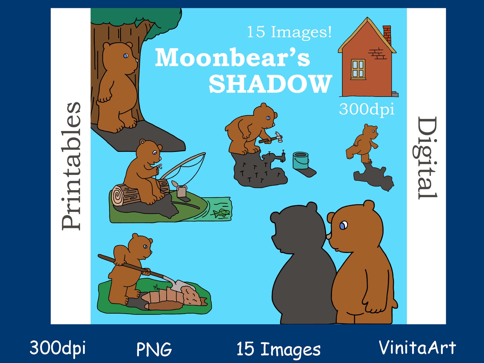 Moonbear's Shadow Storybook Clipart Printable DIGITAL | Etsy