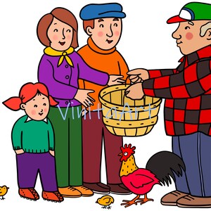 Apples and Pumpkins, Storybook Clipart, Printable, Coloring Pages, Fall ...