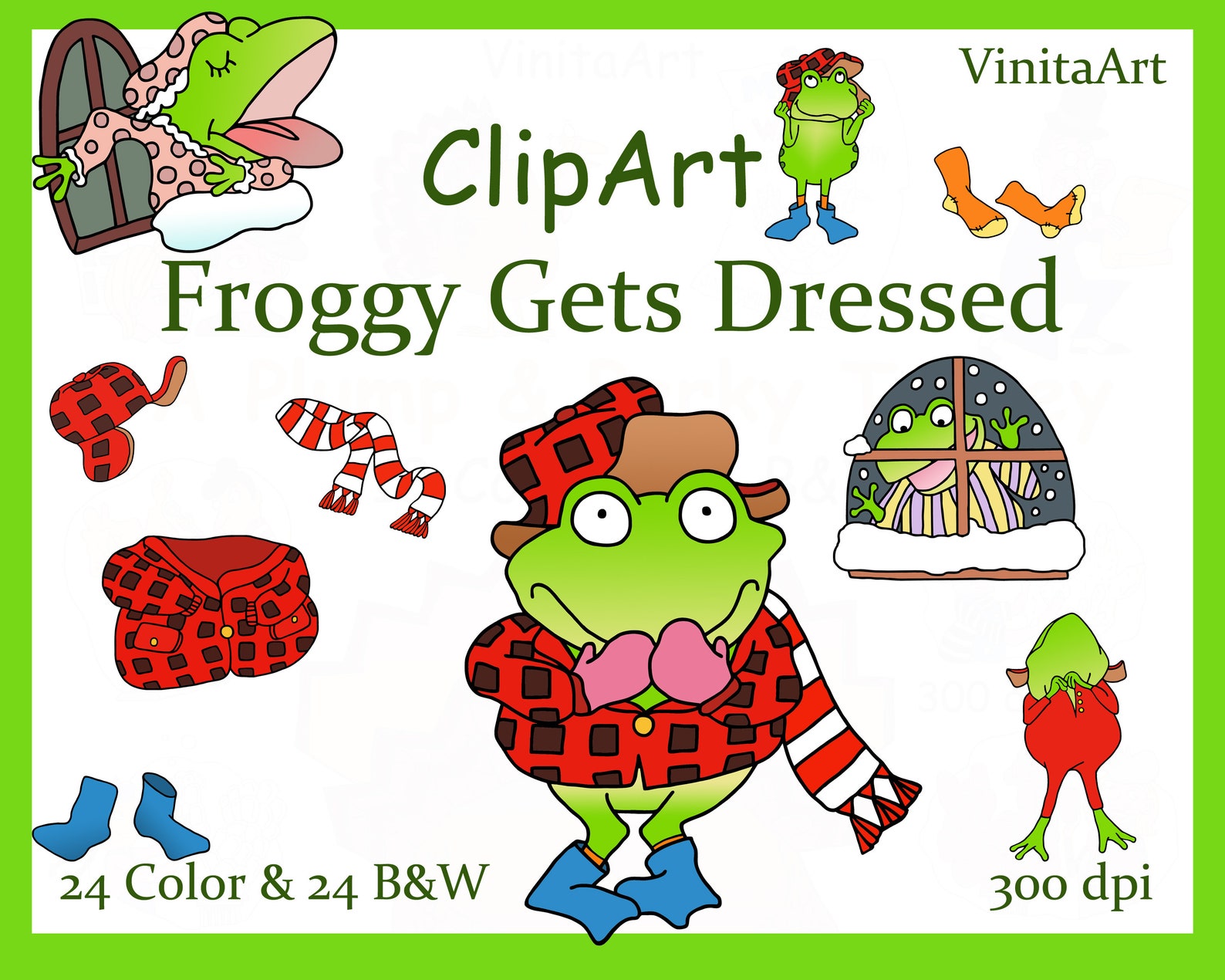 Froggy gets dressed storybook clipart Printables digital - Etsy 日本