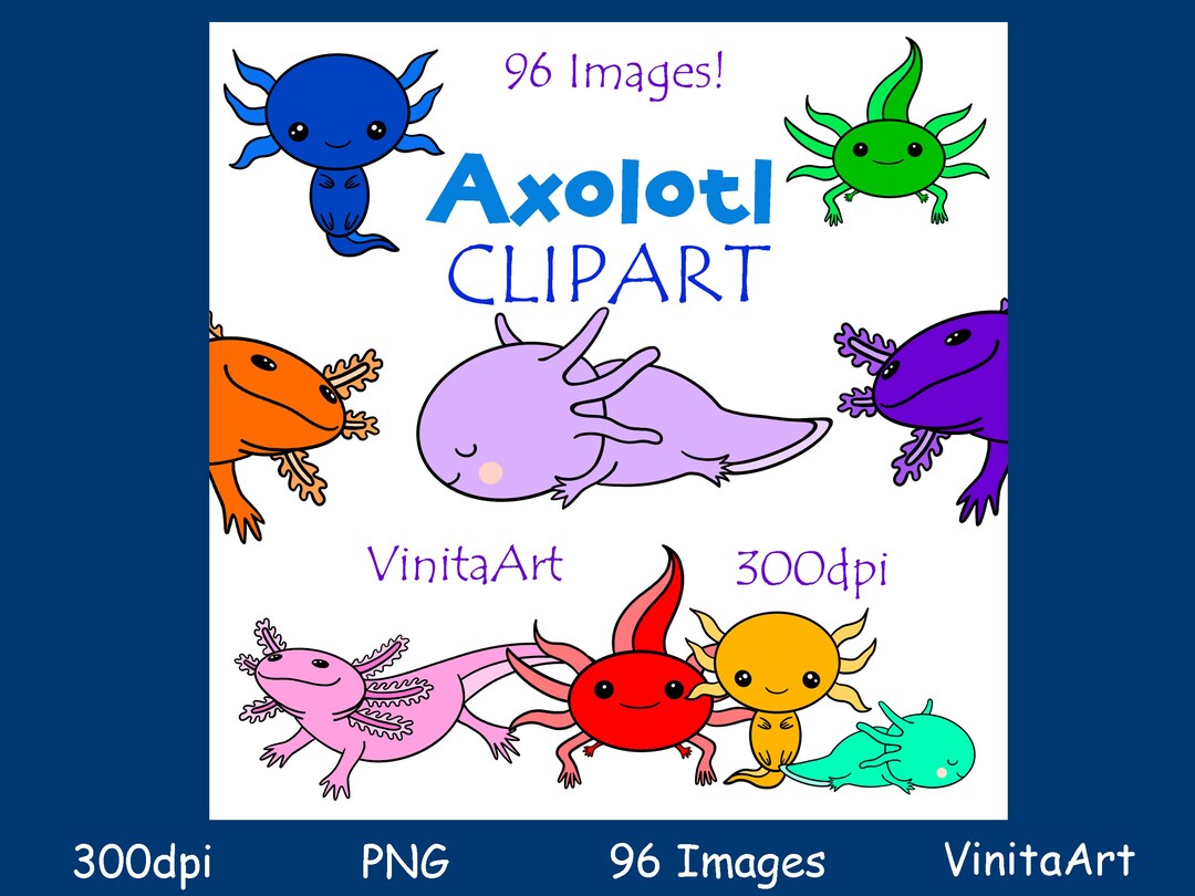 Axolotl Clipart, DIGITAL Download, Printable, Amphibians, 96 Images ...