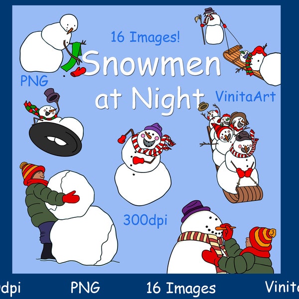 Snowmen Clipart - Etsy