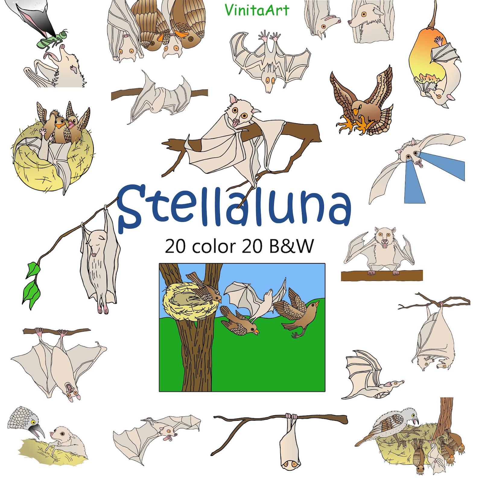 Stellaluna Story Book Clip Artstella Luna Digital - Etsy