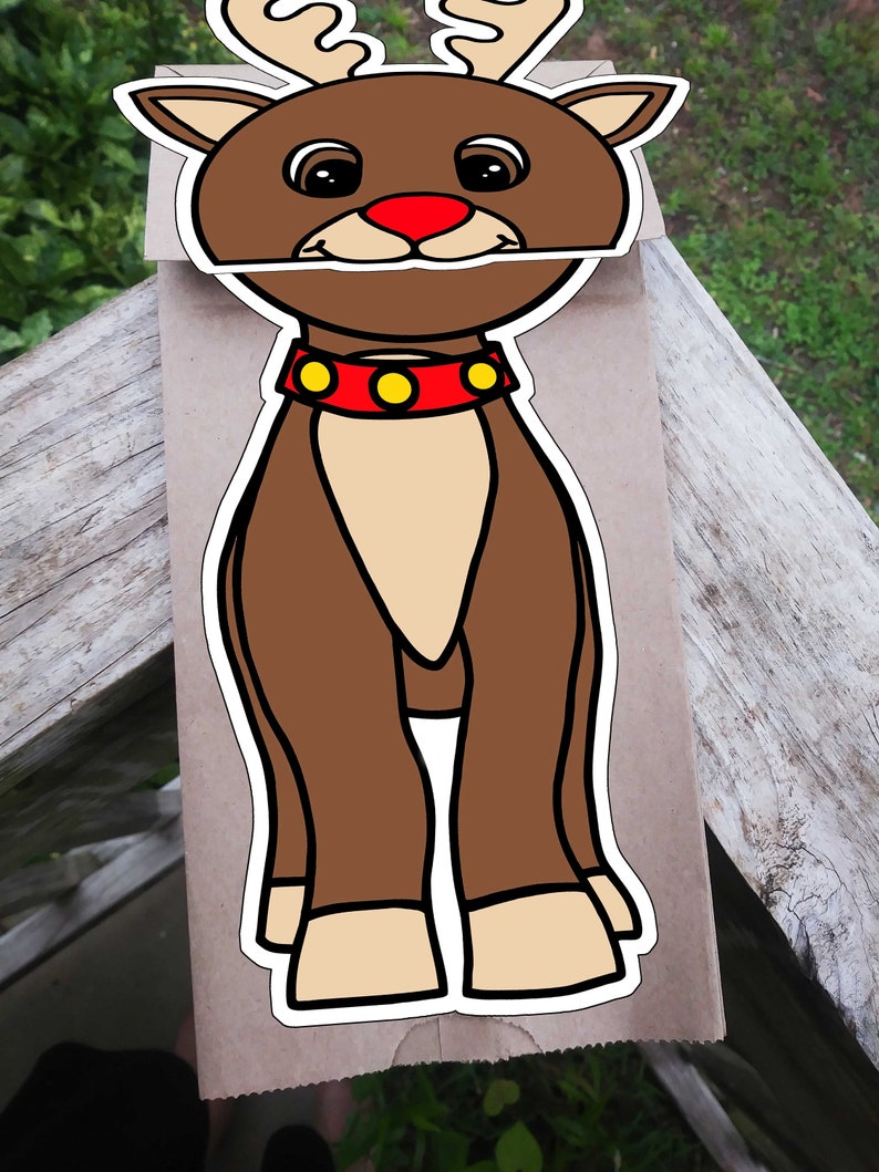 Reindeer Paper Bag Puppet Craft Template Digital Download - Etsy Canada