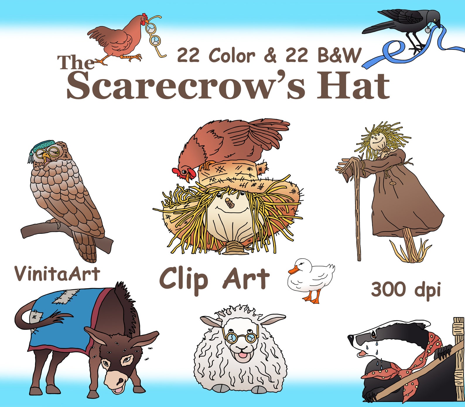 The Scarecrow's Hat Storybook Clipart Digital Downloads | Etsy