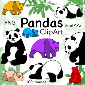 Panda Bears, Clipart, Clip Art, 100 Images, Commercial Use, Digital ...