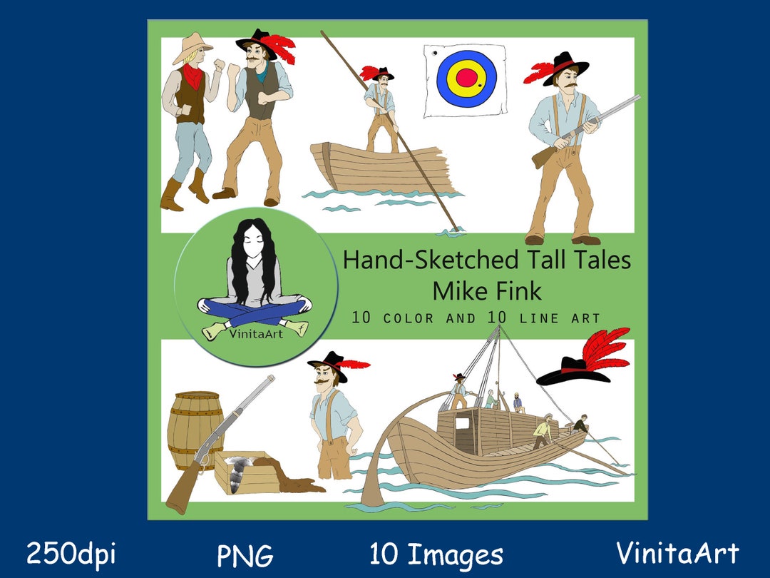 Mike Fink Tall Tales Digital Clip Art Wild West Keel - Etsy