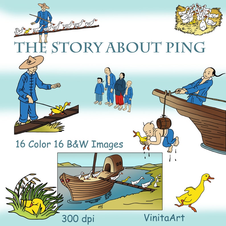 The Story About Ping Printable Storybook Clipart Asian - Etsy