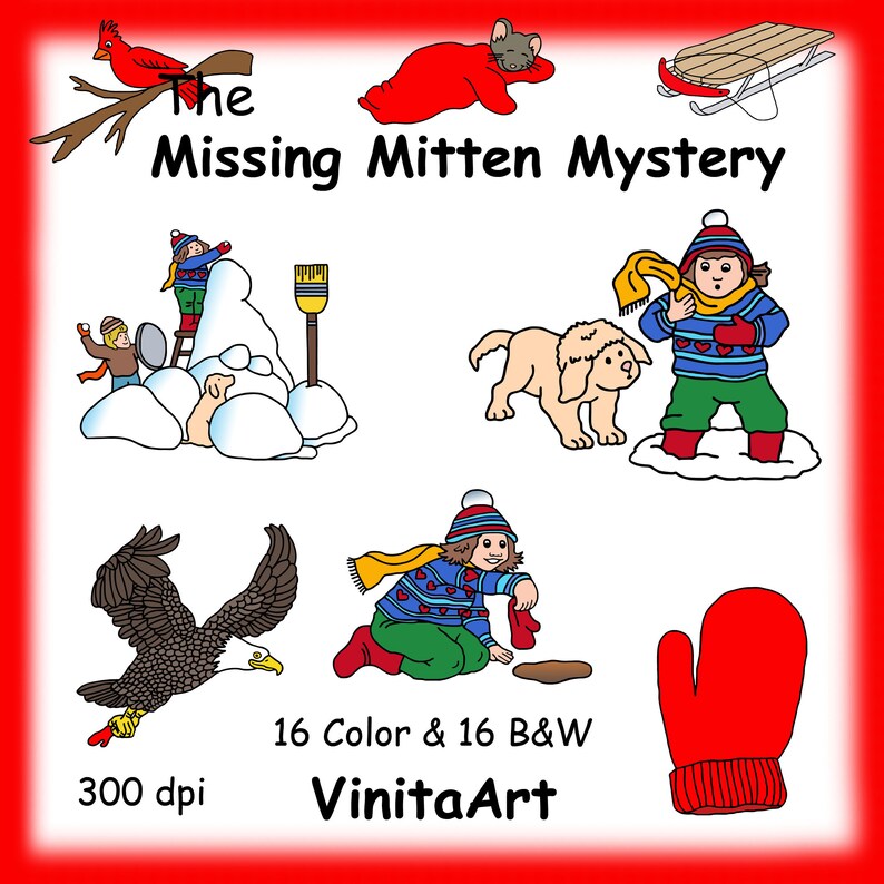 The Missing Mitten Mystery Clip Art Digital Download - Etsy