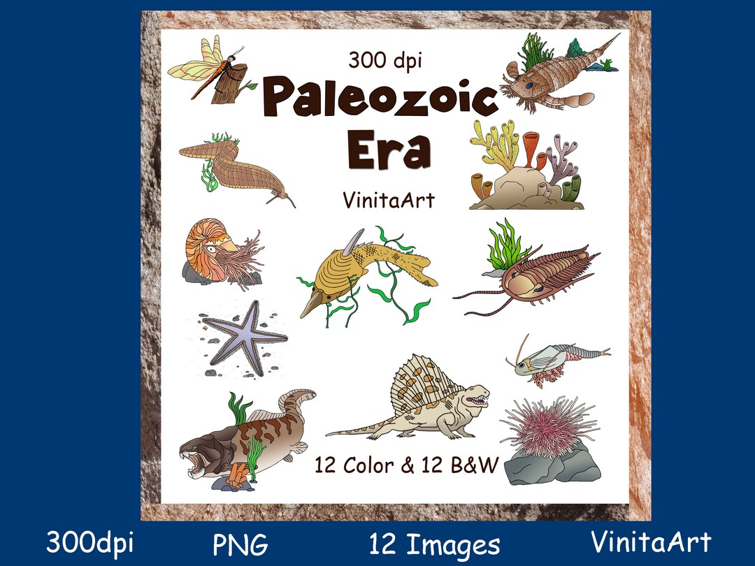 Paleozoic Era, Clip Art, Digital Download, Prehistoric, Dinosaur ...