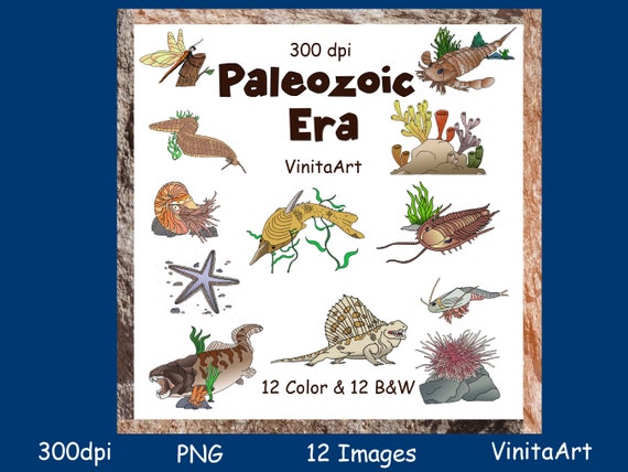 Paleozoic Era Clip Art Digital Download Prehistoric | Etsy