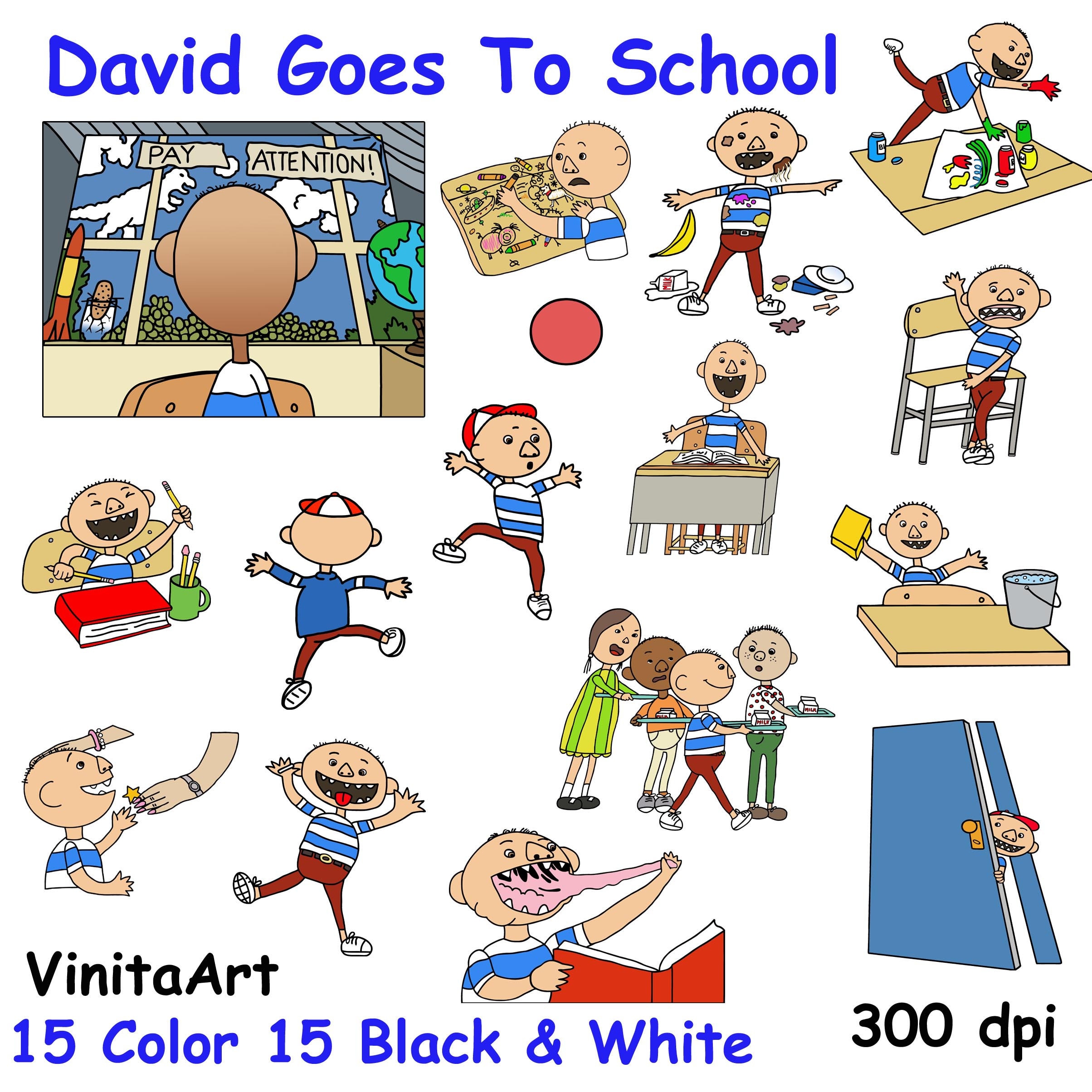 David Goes To School Story Book sequenced clip art digital | Etsy David Goes To School Story Book sequenced clip art digital | Etsy