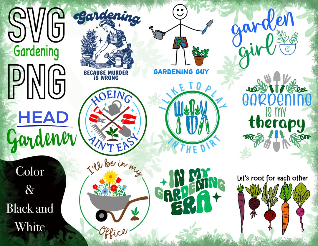 Gardening, SVG PNG Cut Files, Printable, Commercial Use, Plants, in the ...