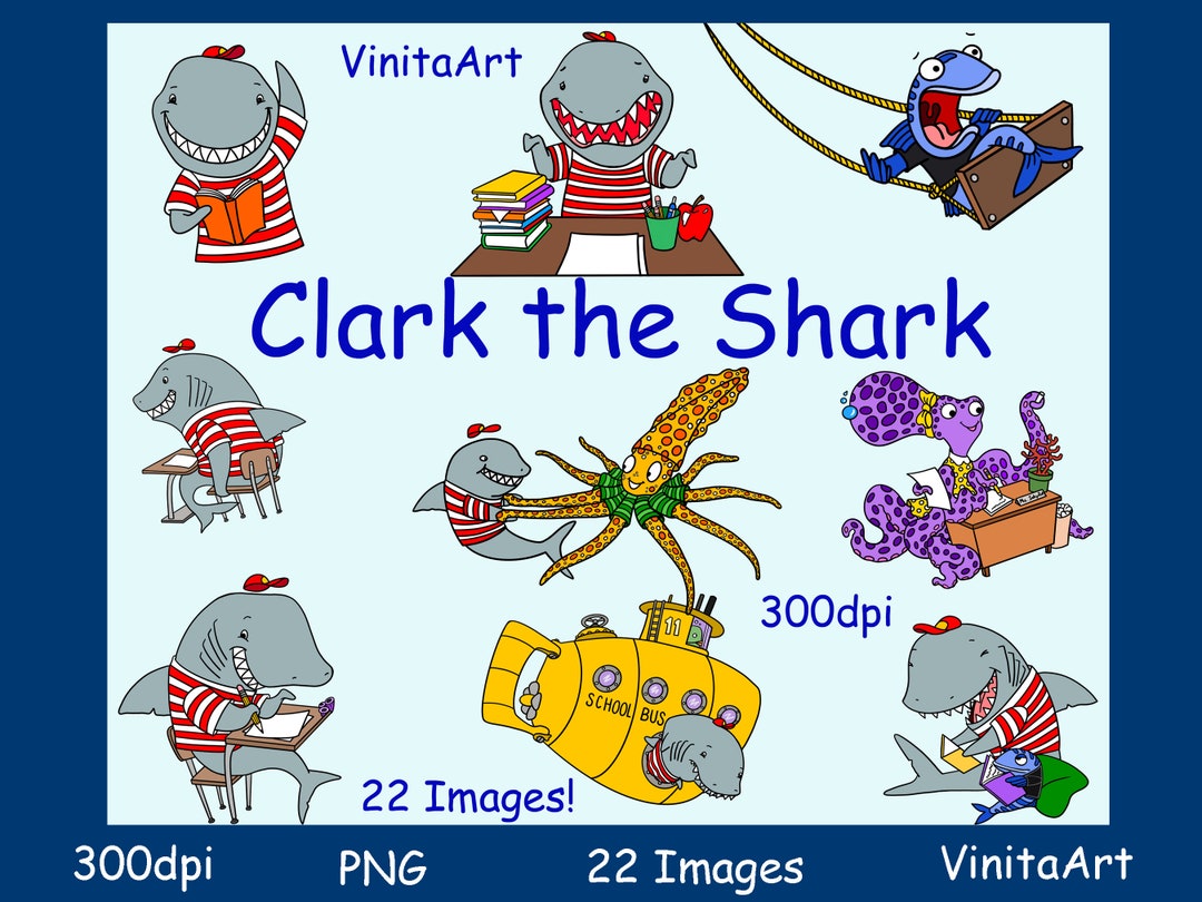 Clark the Shark Storybook Clipart Digital Download Coloring - Etsy Israel