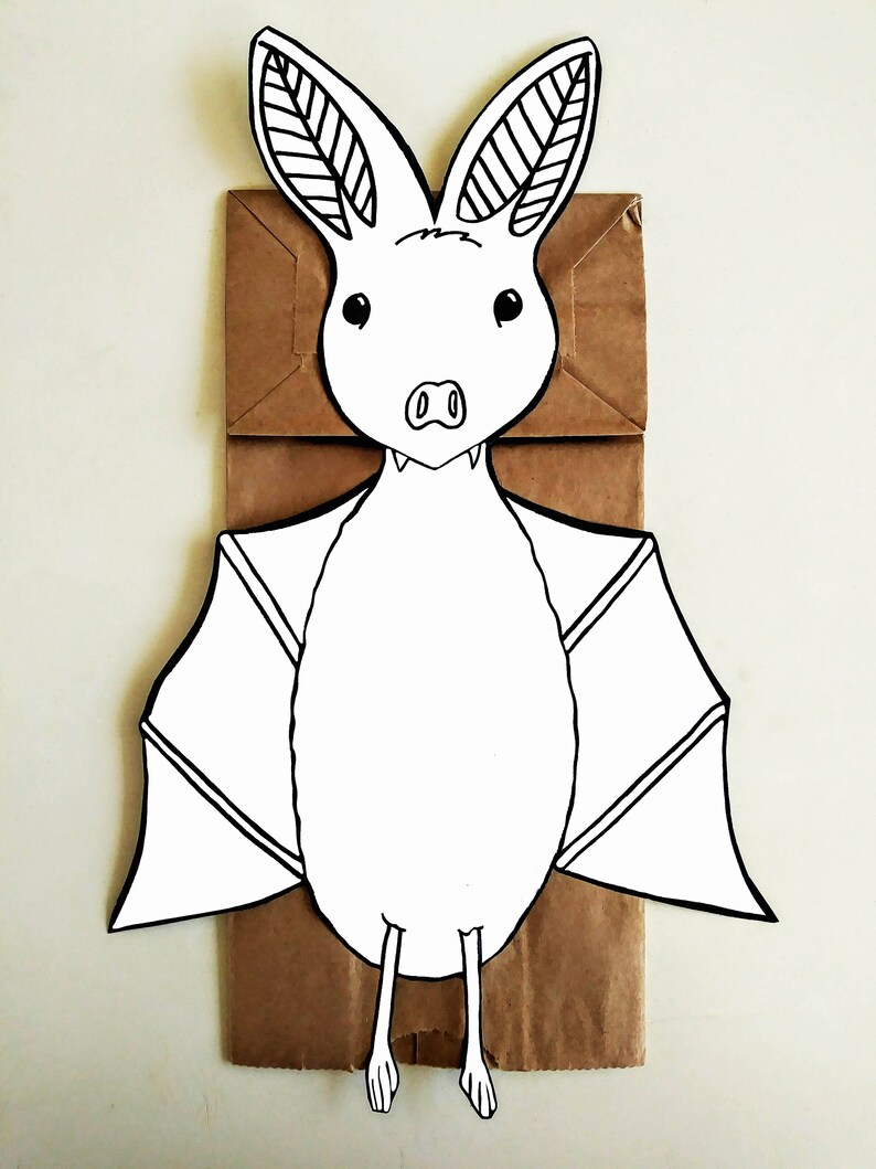 Printable Bat Puppet Paper Bag Puppet Digital Download - Etsy
